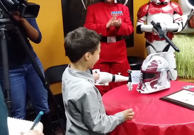 Seven Year Old Boy Gets 'Stars Wars' Themed Prosthetic Arm