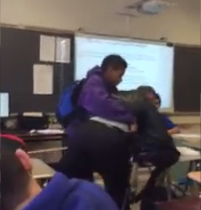 This Kid Wrestles His Teacher To The Ground For Taking His Cell Phone