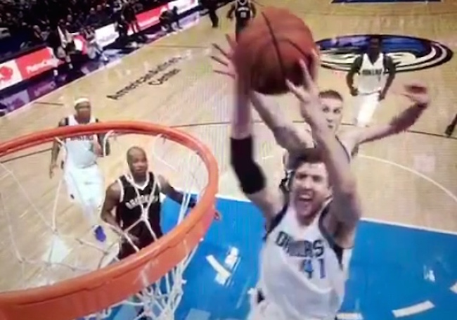 Watch Spry Dirk Nowitzki Sprint Floor And Throw Down Powerful Dunk