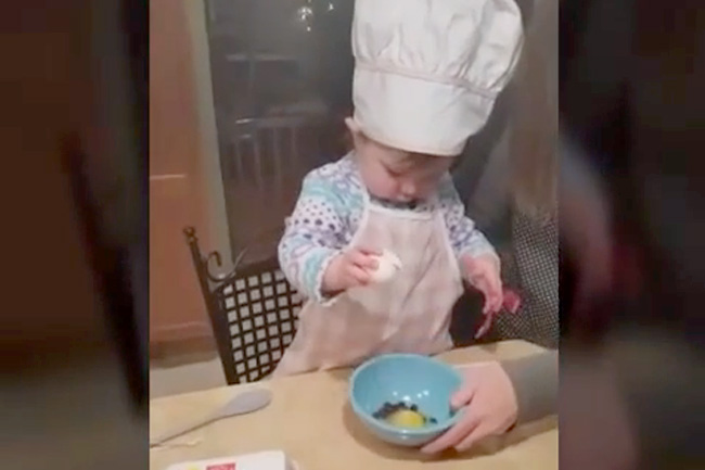 Watch This Baby Execute A Perfect One-Handed Egg Crack