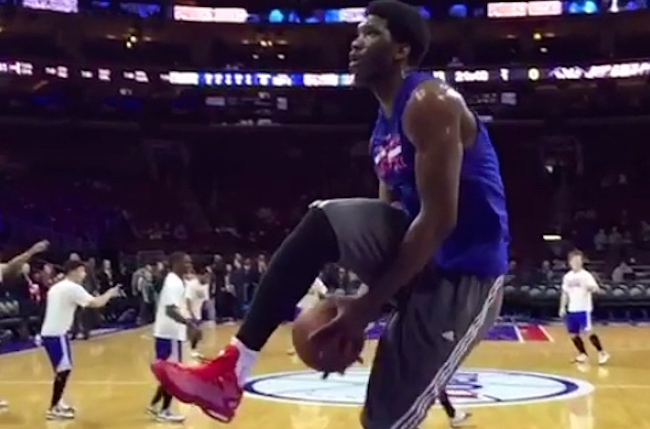 Here's Sixers Rookie Joel Embiid Throwing Down A Between-The-Legs Dunk