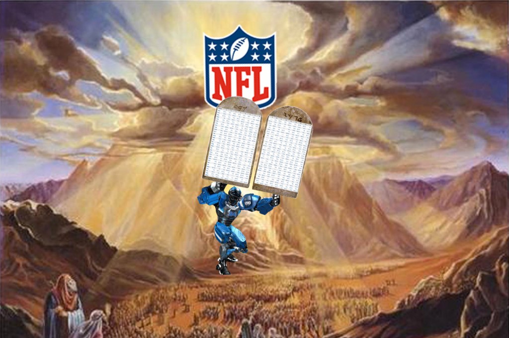 Cleatus the Fox NFL robot descends from Mt. Sinai with tablets ...