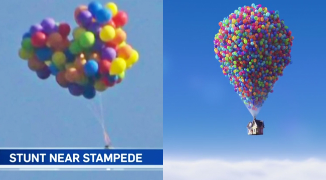 Canadian 'Balloon Man' Flew In A Lawn Chair Like The Movie 'Up'