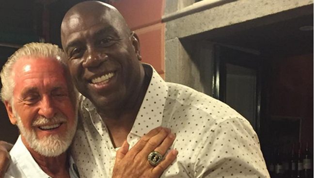 Why Is Pat Riley Celebrating With Magic Johnson And Samuel L. Jackson?