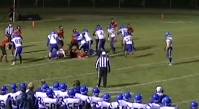 [WATCH] High School Quarterback Picked Off While Spiking The Ball