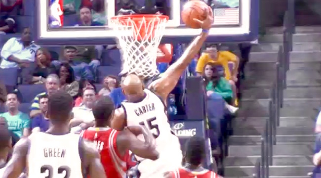 Watch Vince Carter Get Hung On The Rim While Attempting A Dunk