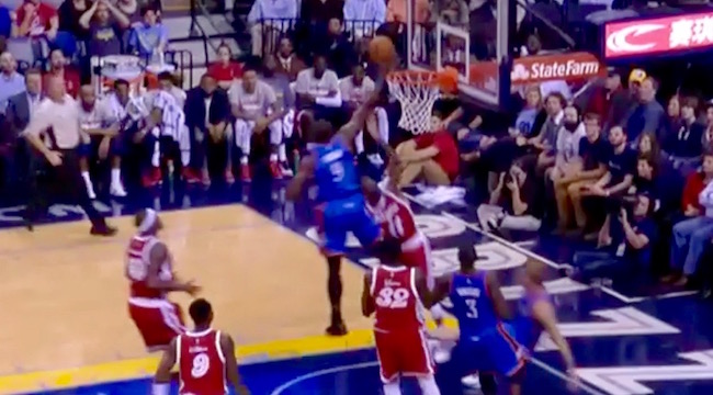 Serge Ibaka Sends Mike Conley's Layup Into The Stands