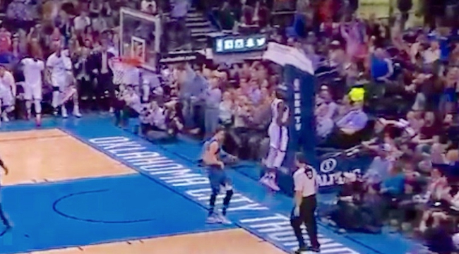 Kevin Durant Chest Bumps The Stanchion After A Big Breakaway Dunk