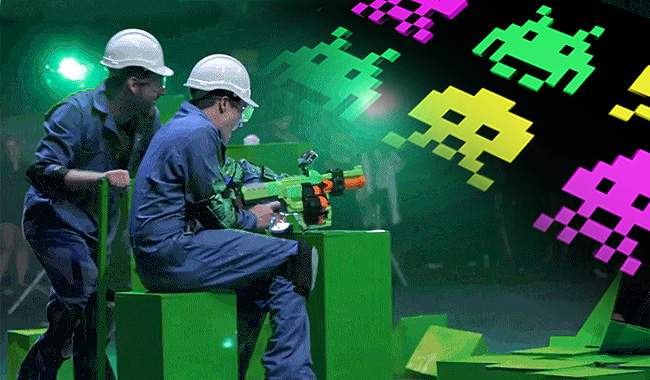 'Space Invaders' Real Life Recreation Is Slime-Covered Chaos