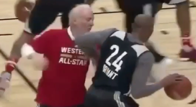 Kobe Bryant Almost Cracked Gregg Popovich In The Face With His Elbow