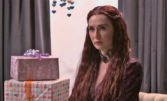VIDEO: Melisandre From 'Game Of Thrones' Goes To A Baby Shower