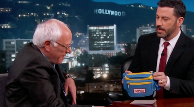 VIDEO: Bernie Sanders Dropped By Kimmel To Receive A 'Super Fanny Pac'