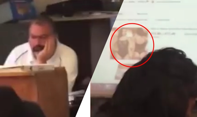 VIDEO: Teacher Forgets Projector Is On While Browsing For Lingerie