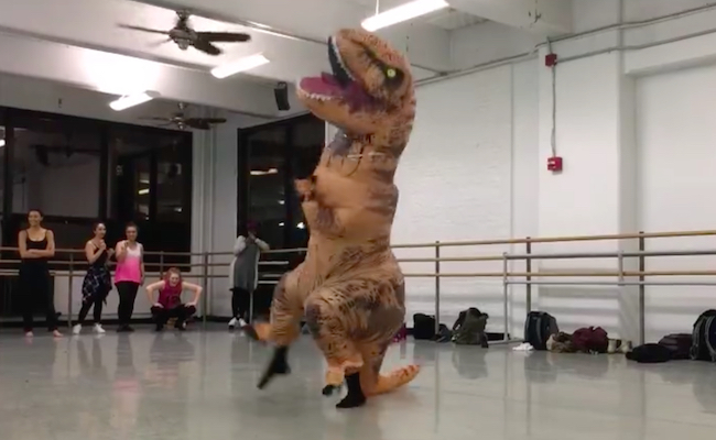 Who Wants To See A Man In A T-Rex Costume Dancing To 'A Chorus Line?'