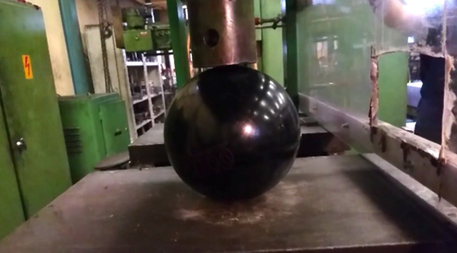 [Video] Bowling Ball Explodes While Being Crushed By Hydraulic Press