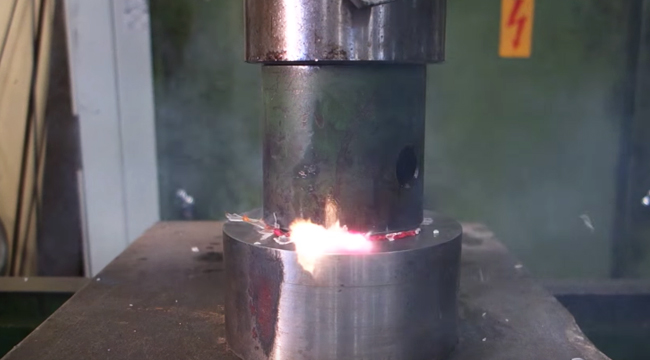 This Hydraulic Press Crushing 'Exploding Things' Is Oddly Mesmerizing