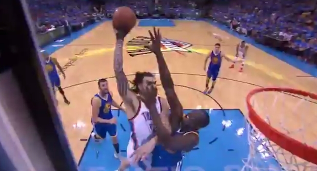 Steven Adams Touched The Ceiling On Poster Dunk Over Draymond Green
