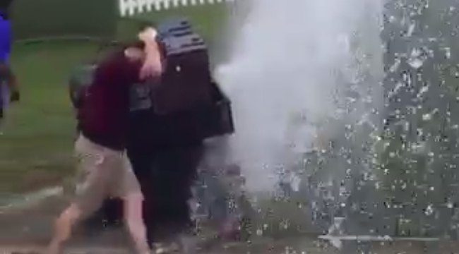 Here's What Happens When A Golf Cart Crashes Into A Fire Hyrdrant