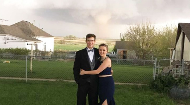 Couple Snags Scary Prom Photos In Front Of A Tornado