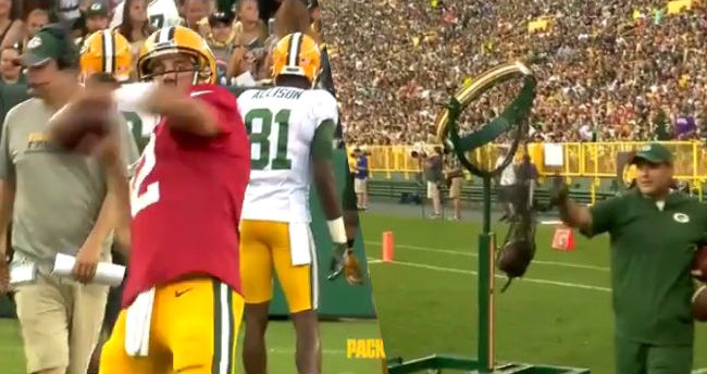 Aaron Rodgers Showed Off His Arm By Dropping A Bomb Into A Tiny Target