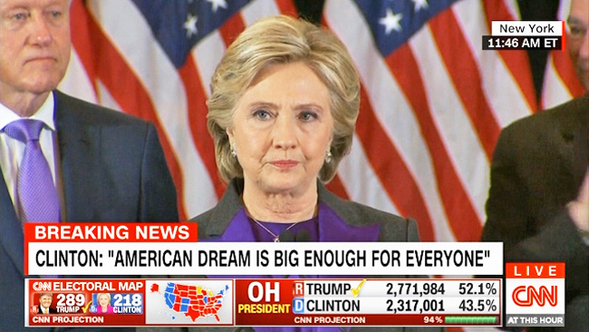 Hillary Clinton Delivers An Emotional Concession Speech To Trump