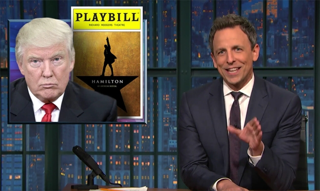 [WATCH] Seth Meyers: Donald Trump Vs. Hamilton Is A Distraction Video