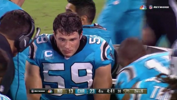 Luke Kuechly Carted Off In Tears After Suffering Another Concussion