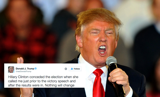 Donald Trump Tweetstorm On Recount 2016