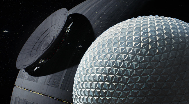 Disney Epcot Spaceship Earth Into Star Wars Death Star Temporarily