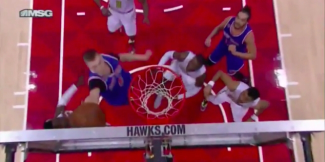 Kristaps Porzingis Followed A Big Block With A Dunk Against The Hawks