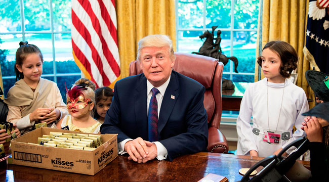 Trump Handed Out Candy And Remarked On Kids' Lack Of 'Weight Problems'