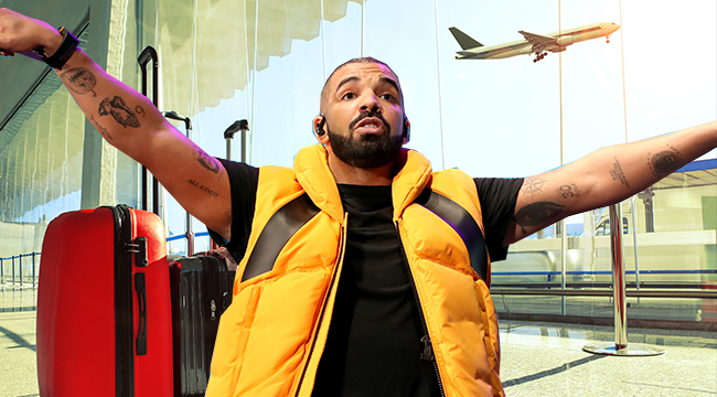 Here's Drake Showing Us All The Future Of Rideable Luggage