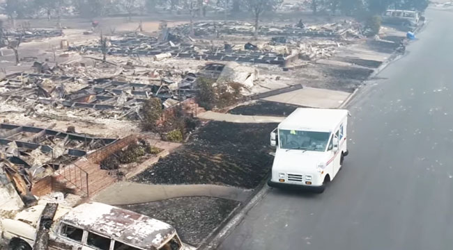 Drone Footage Shows USPS Delivering Mail In Post-Tubbs Fire Santa Rosa