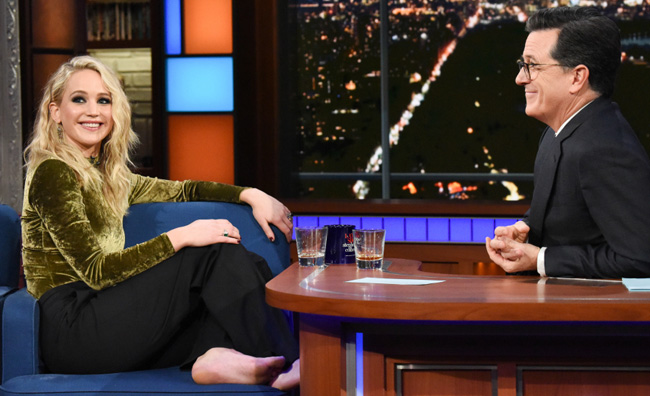 Jennifer Lawrence Talks Trump, Weinstein, And Booze On 'The Late Show'