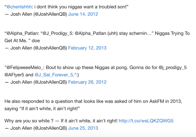 Will Josh Allen S Racially Insensitive Tweets To Hurt His Draft Stock