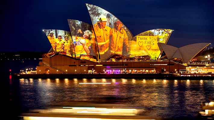 Sydney Opera House Pays Tribute To The Firefighters On The Frontlines