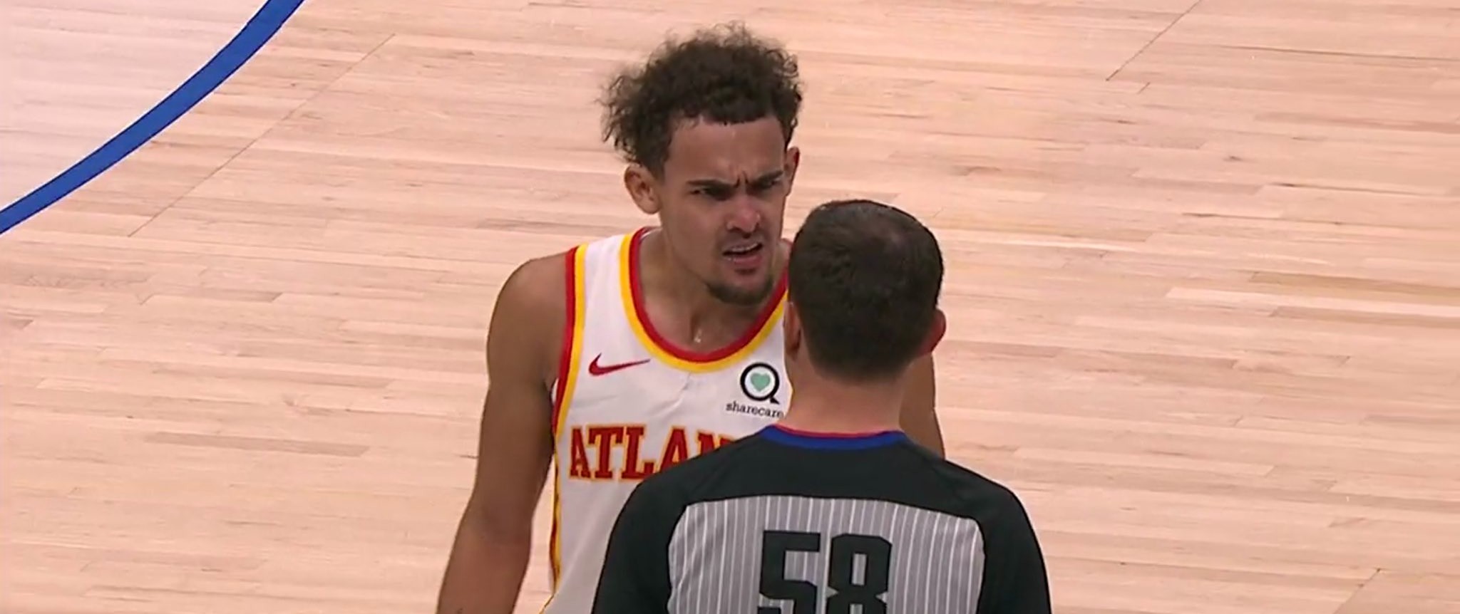 Trae Young Went Off On A Ref After Getting Run Over To End Hawks-Mavs