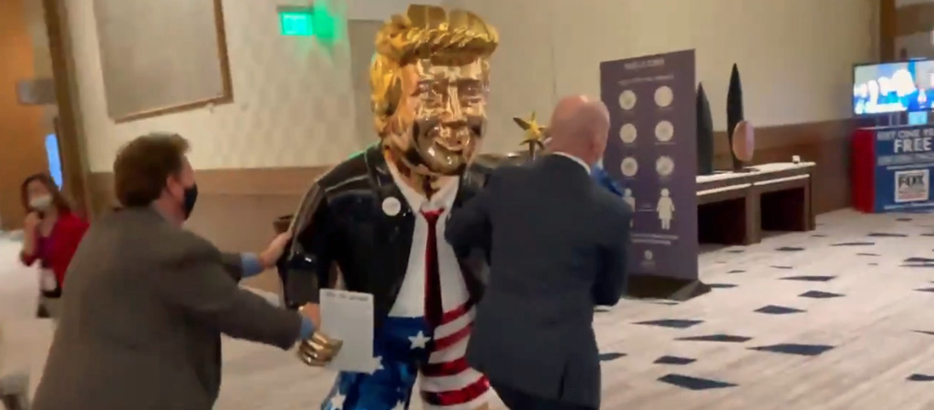 CPAC Rolled Out A Golden Trump Statue, And People Have Comparisons