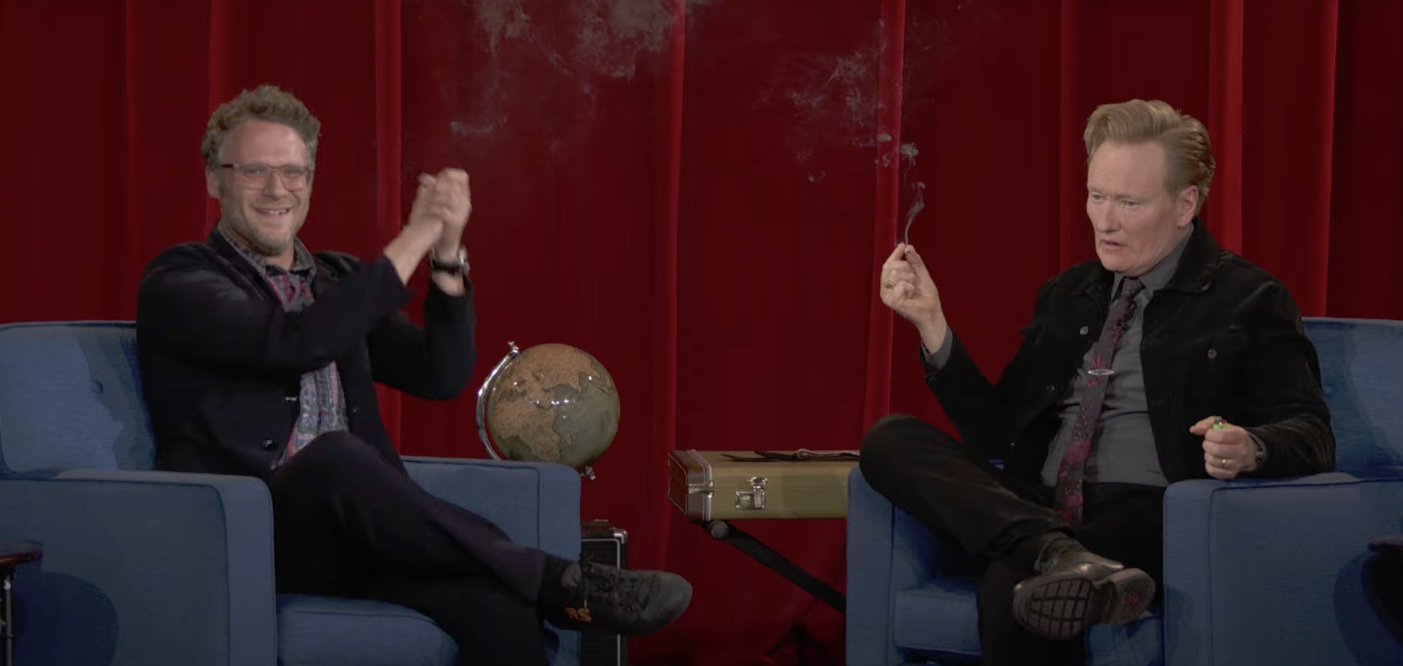 Conan Was Delightfully Awkward Smoking Weed With Seth Rogen On 'Conan'