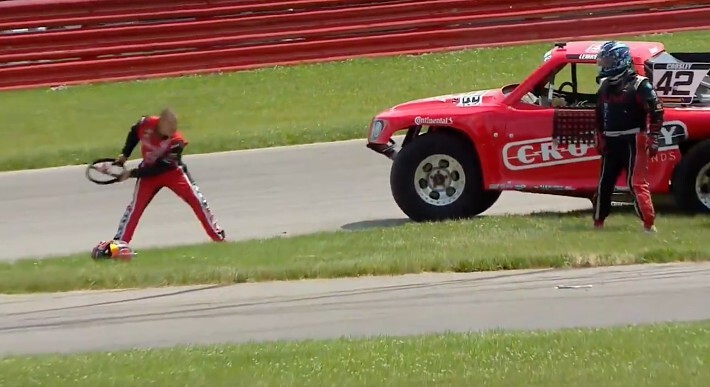 A Driver Threw A Steering Wheel In A Hilarious Truck Racing Fight