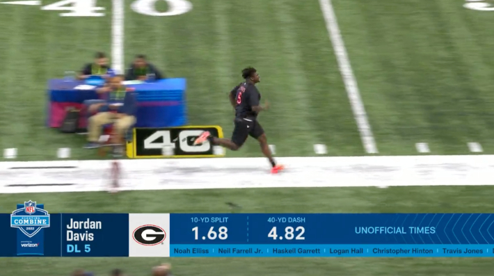 Jordan Davis, 341 Pounds, Ran The 4.82 40 At The Combine