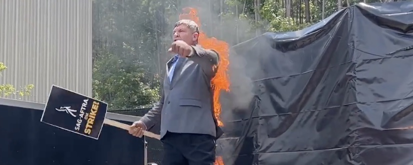 Stunt Performer Literally Set Himself On Fire During Strike