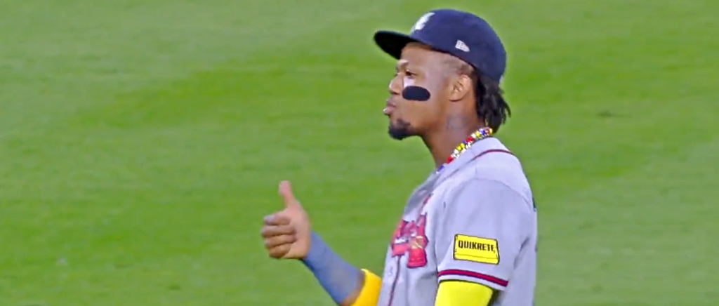 Ronald Acuna Jr. Got Knocked Over By Two Fans Who Ran On The Field