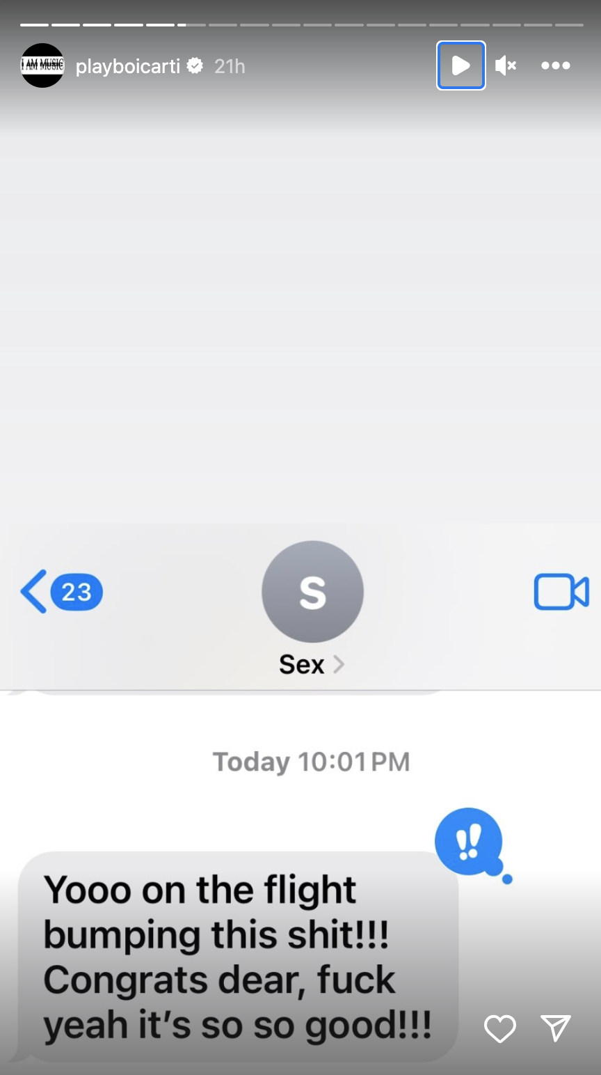 Playboi Carti Posts Screenshot Of Texts From 'God' And 'Sex'