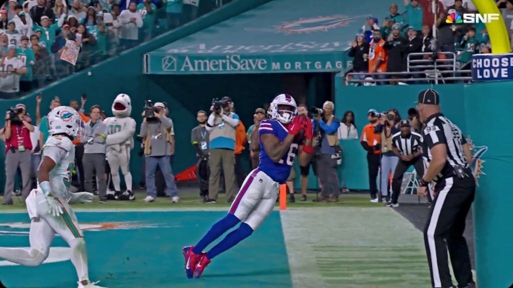 Trent Sherfield Makes Wild Toe-Dragging TD Catch For Bills