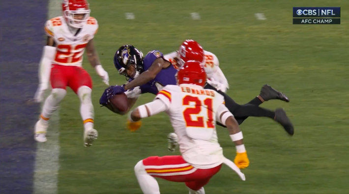 L'Jarius Sneed's Diving Punch Forced A Fumble On The Goal Line