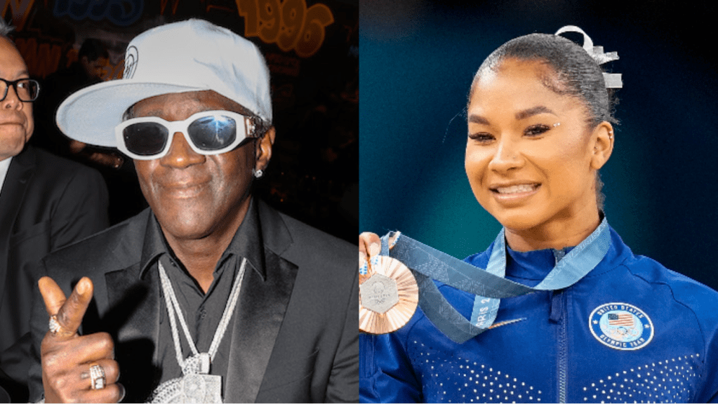 Flavor Flav Gifts Jordan Chiles With A Bronze Clock Necklace