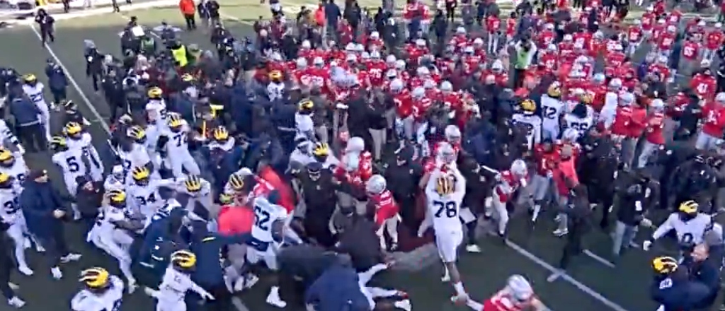 Fight Broke Out After Michigan Beat OSU, Tried To Plant Flag
