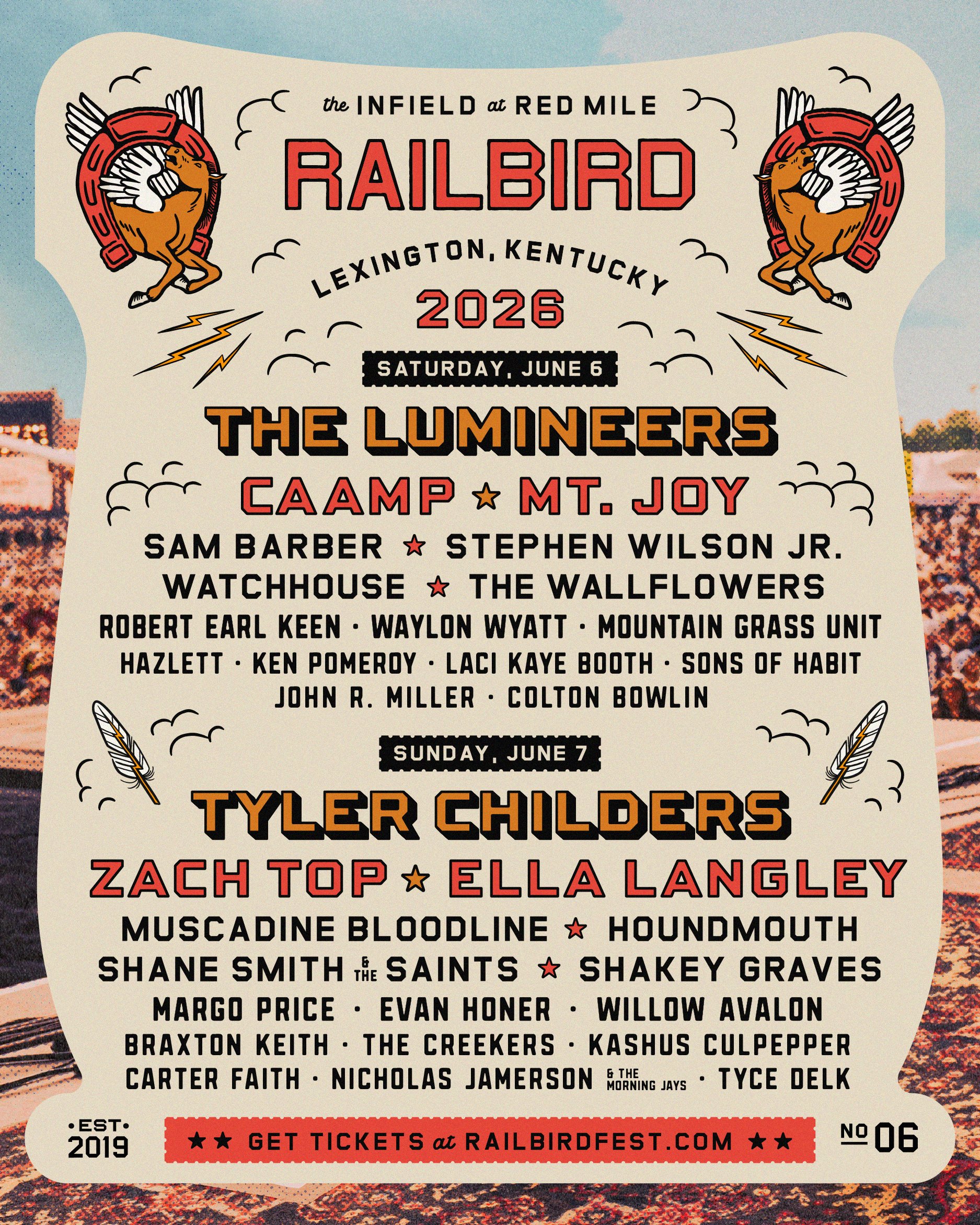 Railbird Festival 2026 Lineup: Tyler Childers, The Lumineers